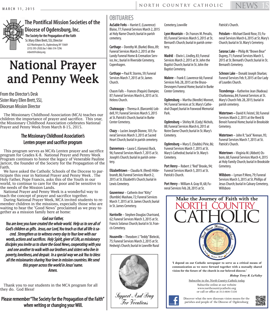 North Country Catholic Newspaper