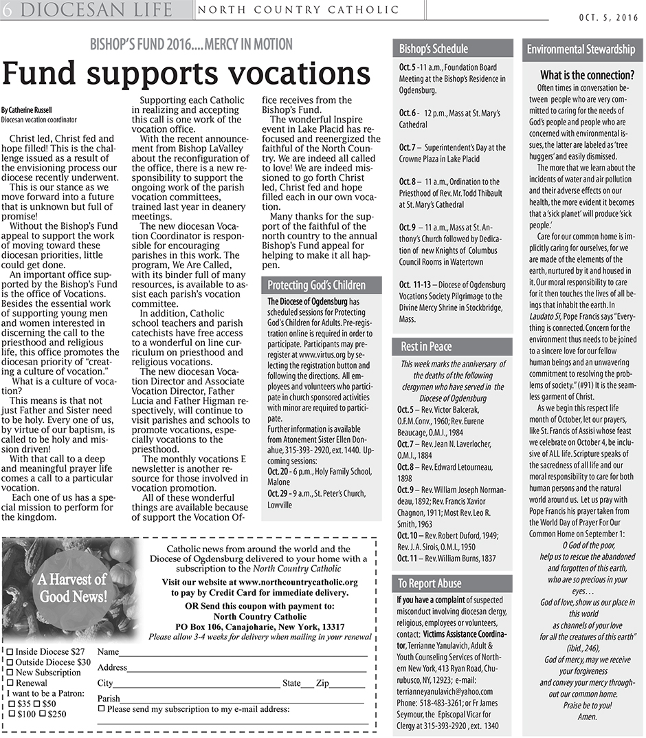 North Country Catholic Newspaper